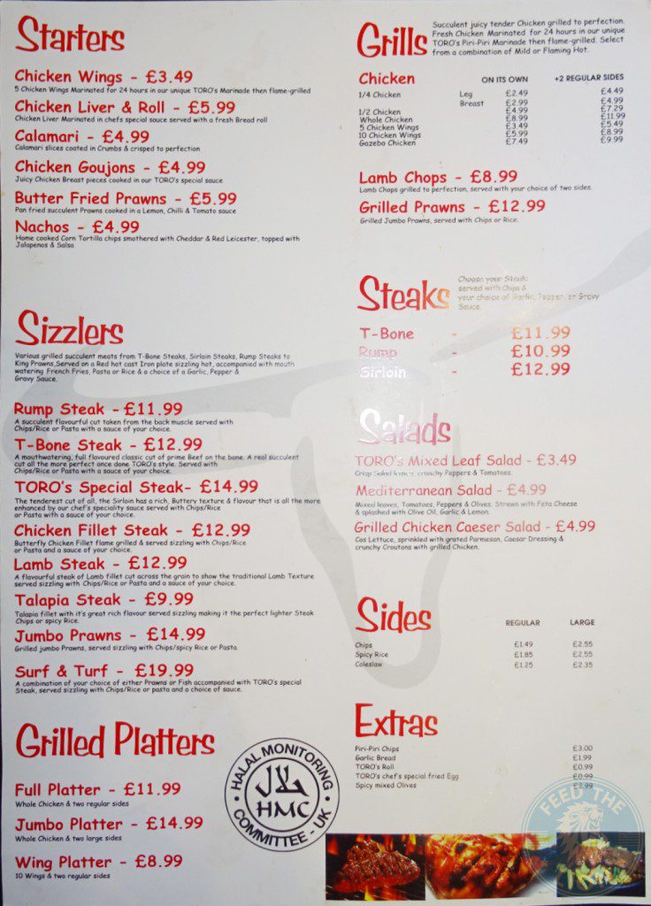 toros london harrow menu - Feed the Lion