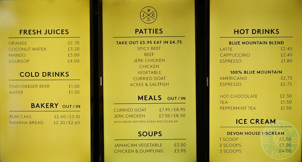 menu Jamaican patty company covent garden London Halal restaurant ...