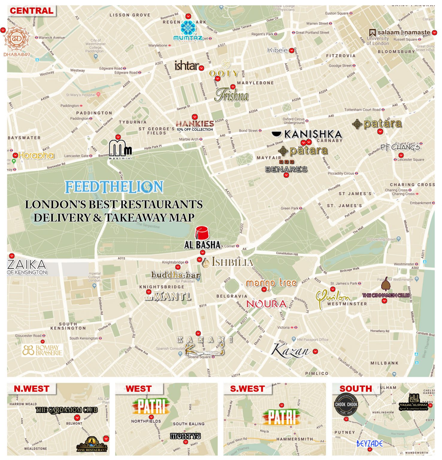 Delivery & takeaway map of London's best restaurants - Feed the Lion